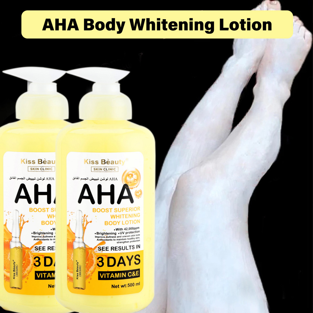 Jual Kiss Beauty AHA Body Lotion 500ml Pemutih Badan Brightening Lotion Body Whitening Losion ...
