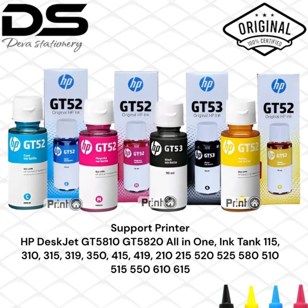 Jual NEW TINTA PRINTER HP GT53 GT52 VARIAN Tank 315 415 smart 515 615 ...