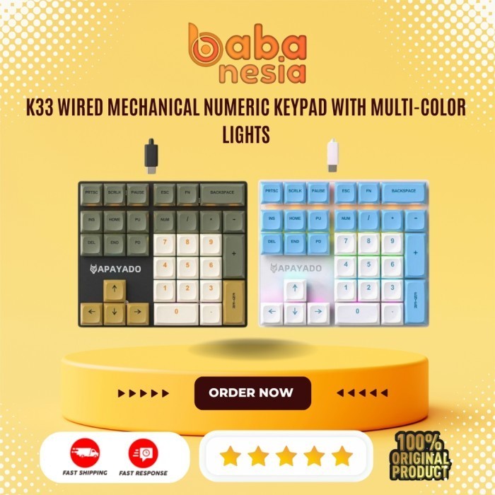 Jual K33 Wired Mechanical Numeric Keypad With Multi-Color Lights Keypad Mekanik Numerik Kabel ...