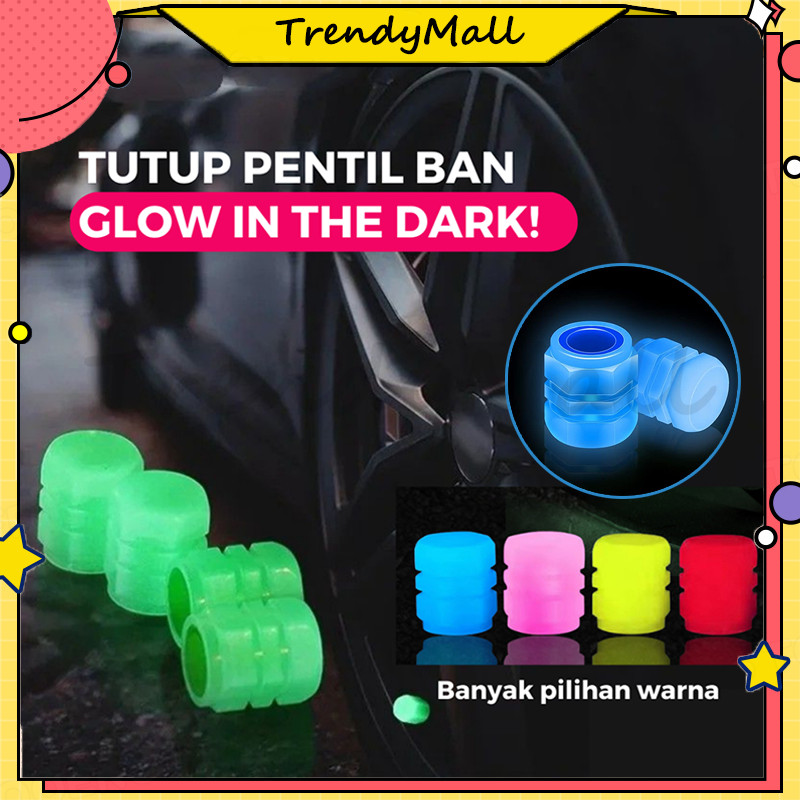 Jual Tutup Pentil Ban Mobil Motor Neon Luminous Valve Cap 4 PCS ...