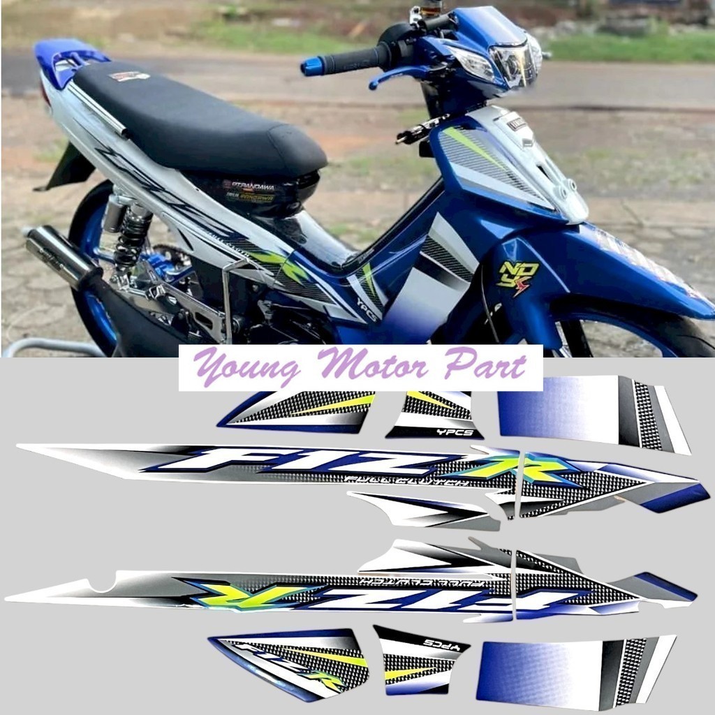 Jual Striping stiker polet list motor Yamaha fizr fiz r f1 zr 2004 biru ...