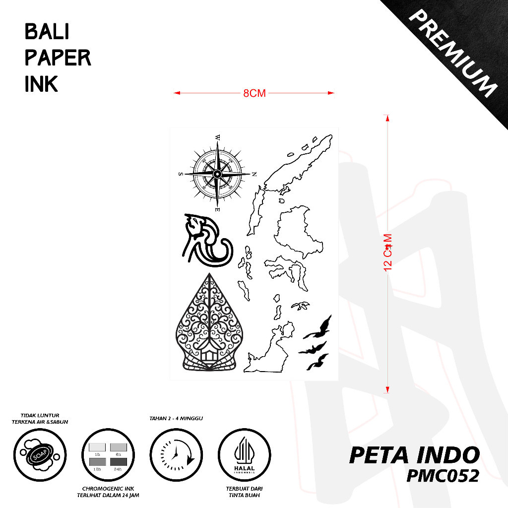 Jual KEREN Tato Peta Indonesia Kompas Set PMC052 - Premium Tattoo - By ...