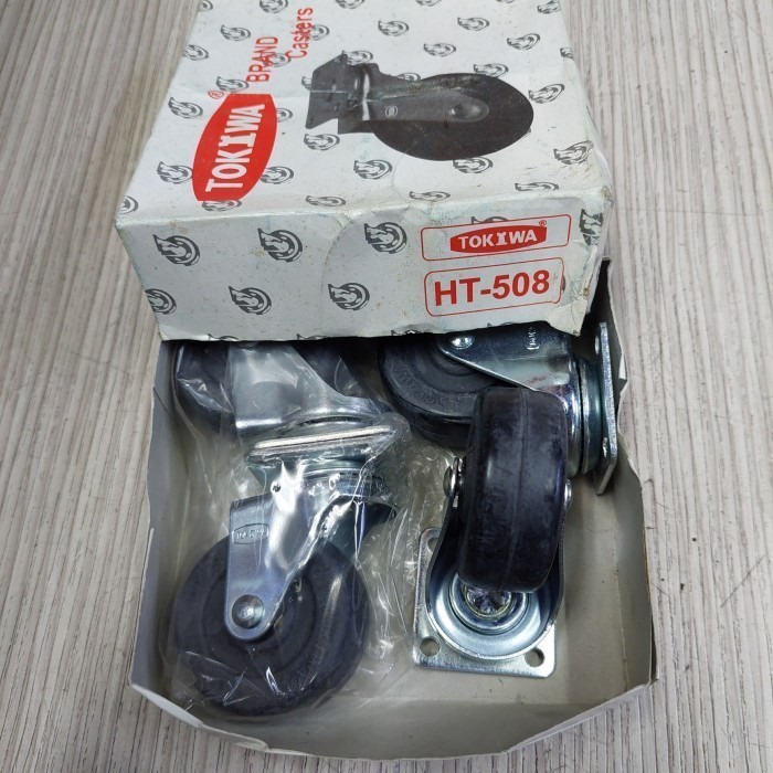 Jual Roda Troli / Caster Wheel / Roda Meja Roda Rak Karet Hitam Tokiwa ...