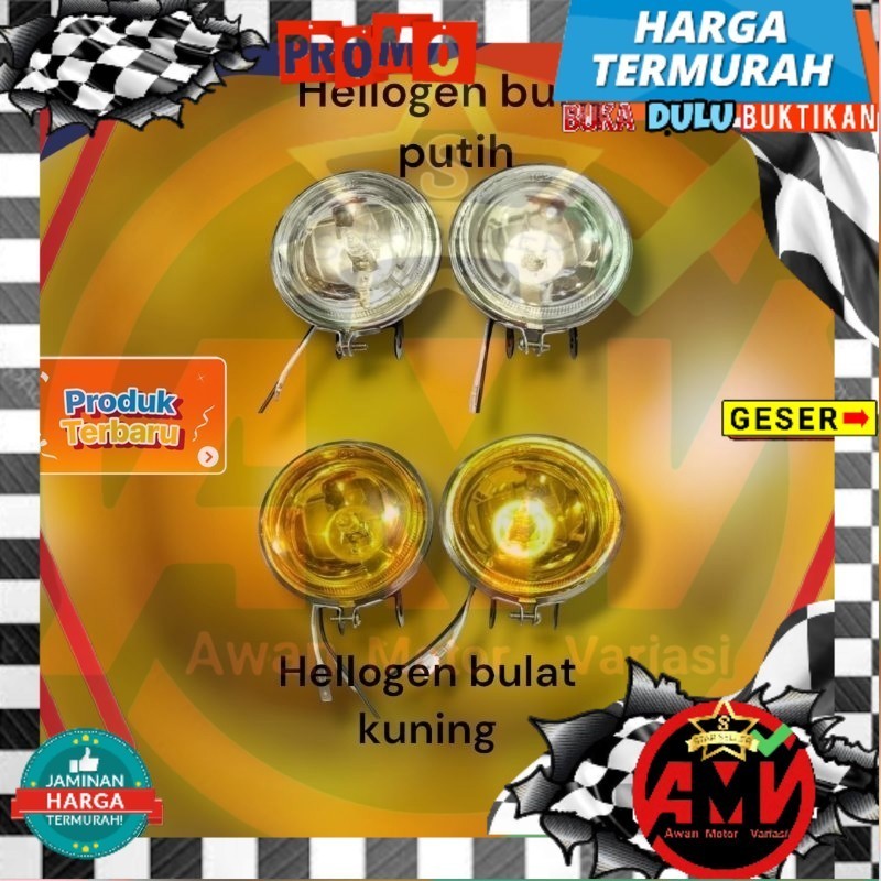 Jual Foglamp lampu kabut motor mobil / HELOGEN BULAT kaca putih / Lampu ...