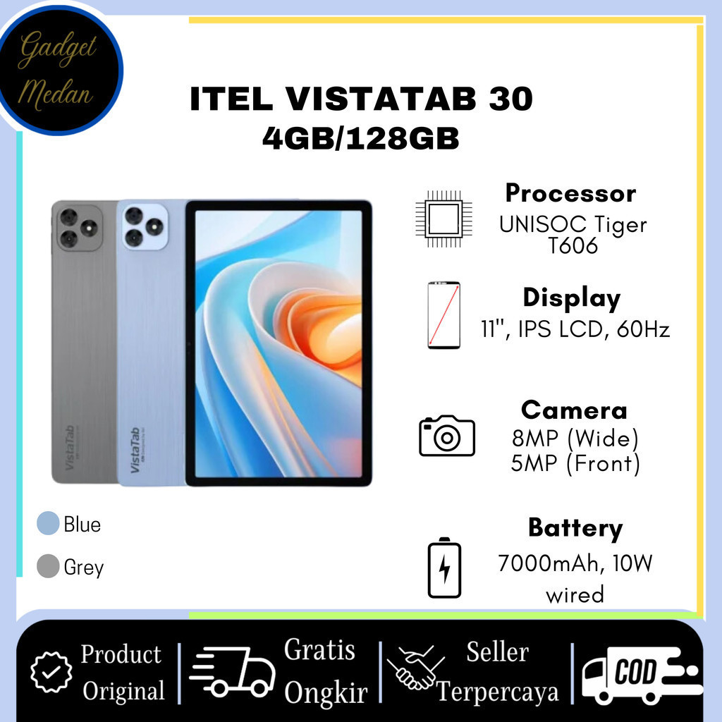 Jual itel VistaTab 30 Tablet- 4GB+128GB - 11" FHD+ IPS Display Screen ...