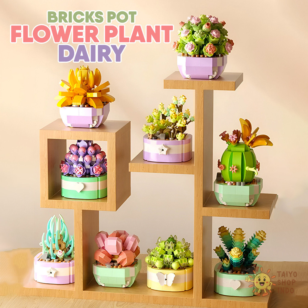 Jual TAIYO Block Pot Flower DIY Plant Dairy Blocks 3D Bunga Balok Susun ...