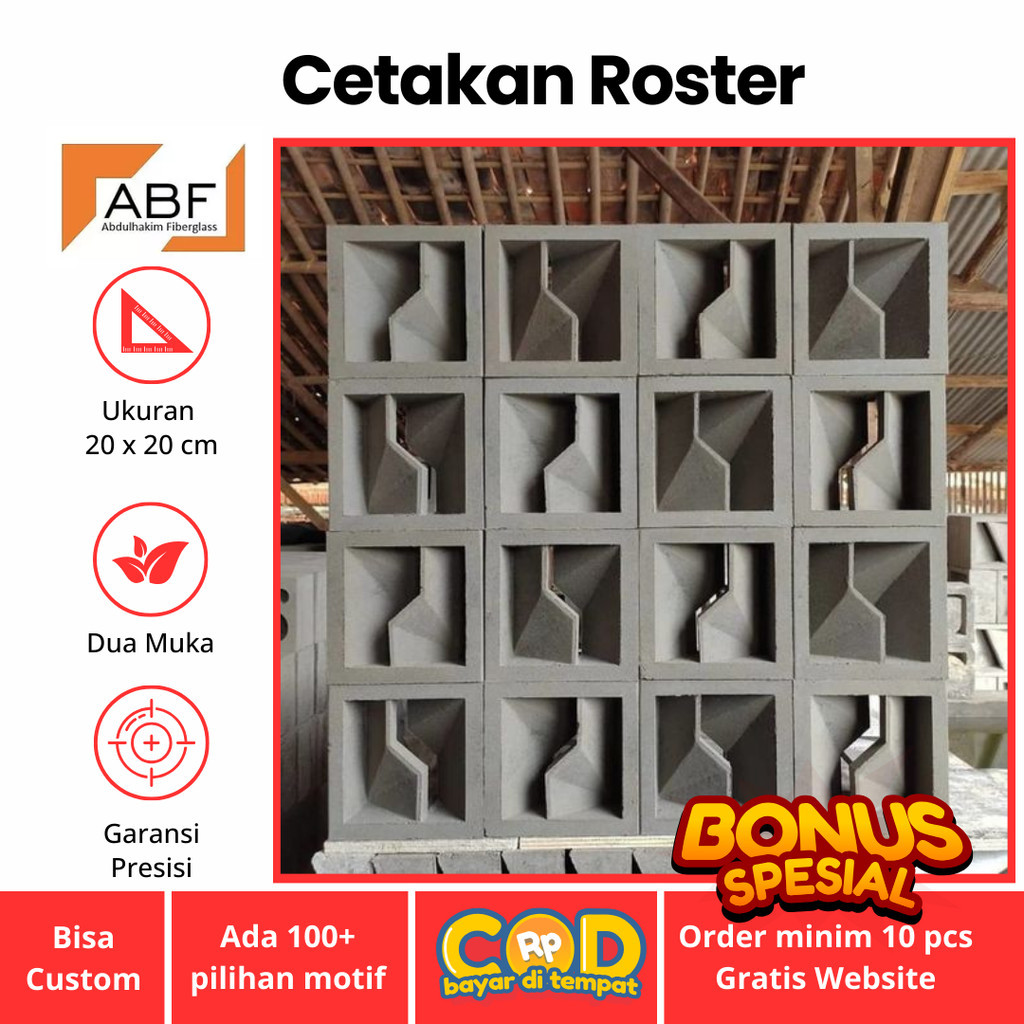 Jual cetakan loster fiber / loster dua sisi / cetakan roster murah ...