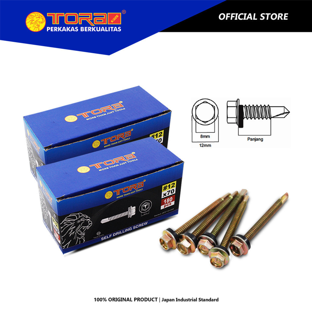 Jual TORA Baut Roofing 12 x 20 - 100 mm Per Box - Baut Baja Ringan ...