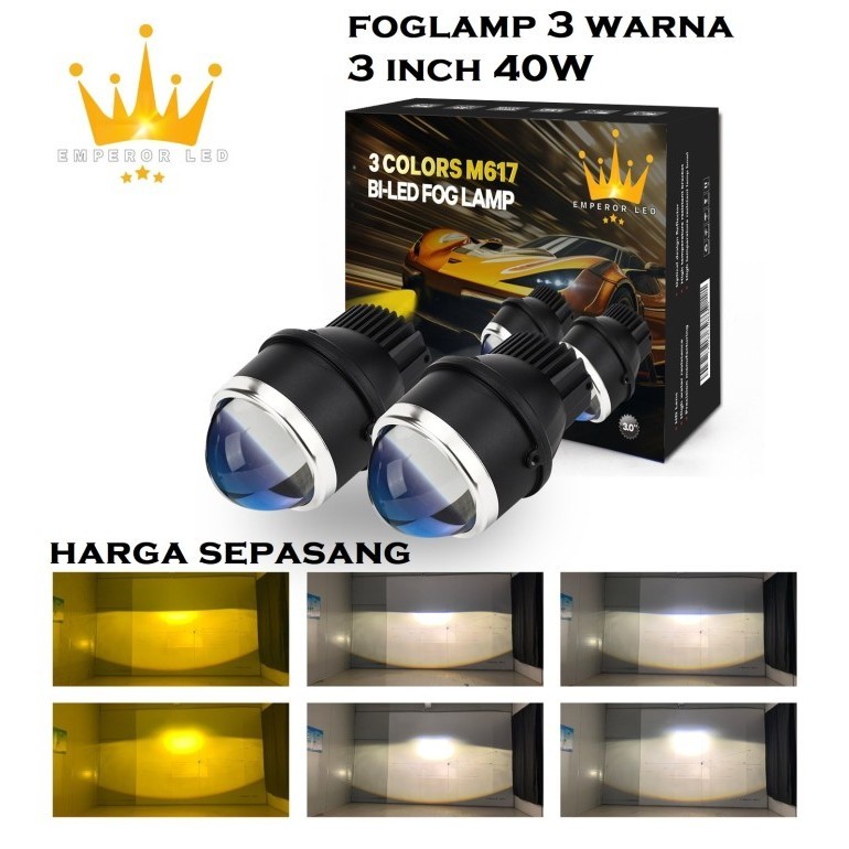 Jual Lampu Biled Foglamp 3 warna EMPEROR Bluelens 40W 3 color fog lamp ...