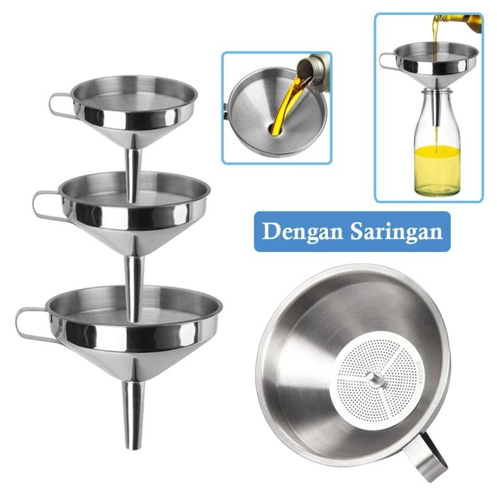 Jual Corong Stainless Serbaguna Isi Cairan Minyak Filter Funnel ...
