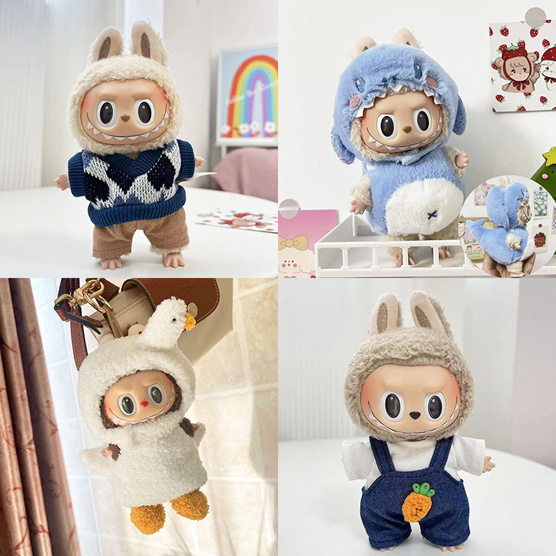 Jual 17CM Labubu&upset duck POPMART Clothes Liontin Pakaian Berdandan ...