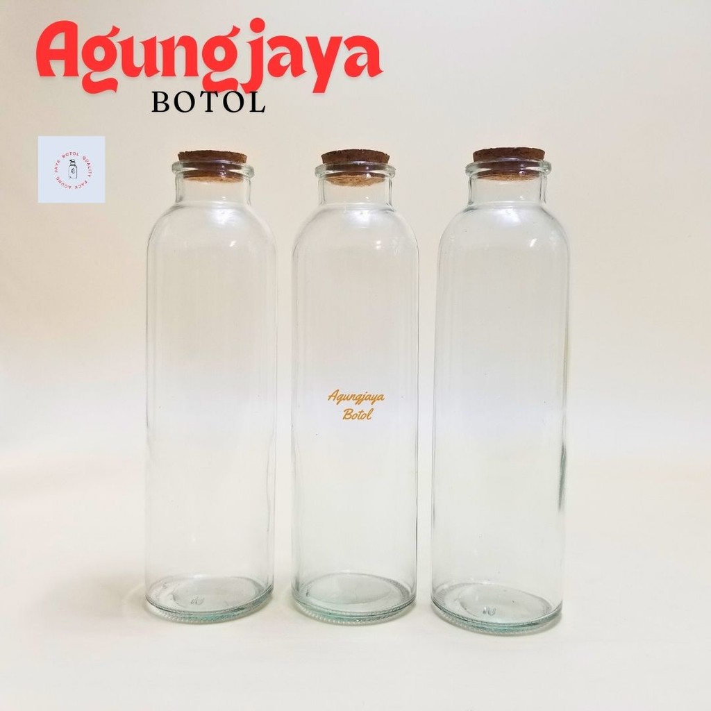 Jual Botol Kaca 500 ml Kale Bulat Clear Tutup Wood / Botol Juice Kaca ...