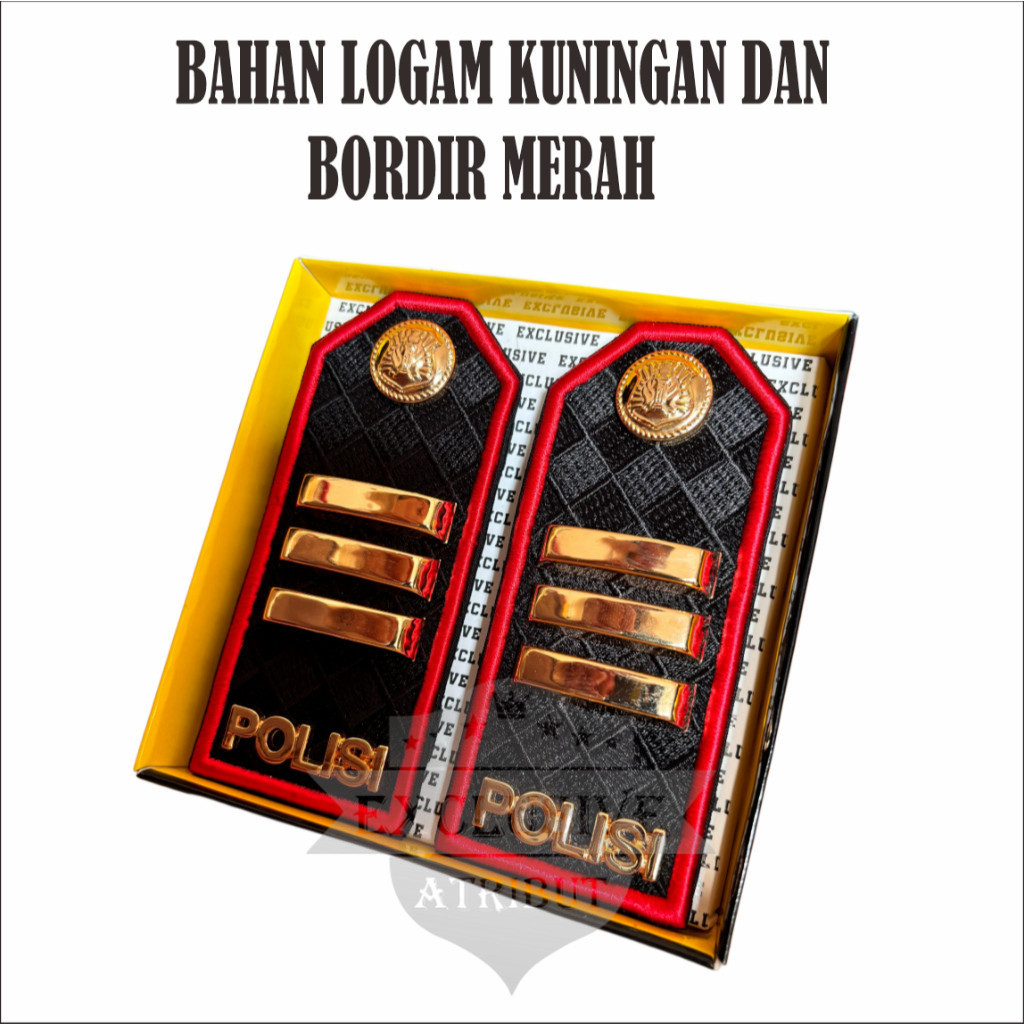 Jual ATRIBUT DINAS PANGKAT PDU POLISI AKP list merah PANGKAT AKP ...