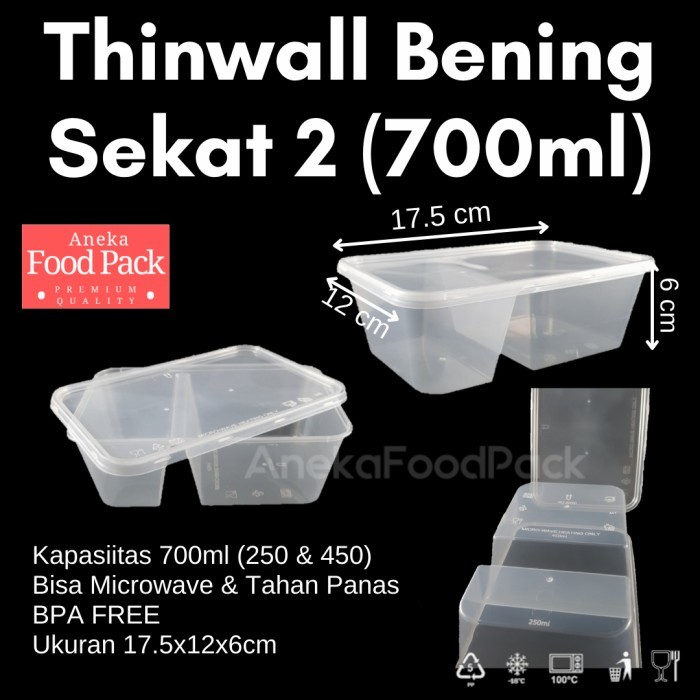Jual 25- Thinwall SEKAT 2 kotak makan bento wadah container (700ml) | Shopee Indonesia