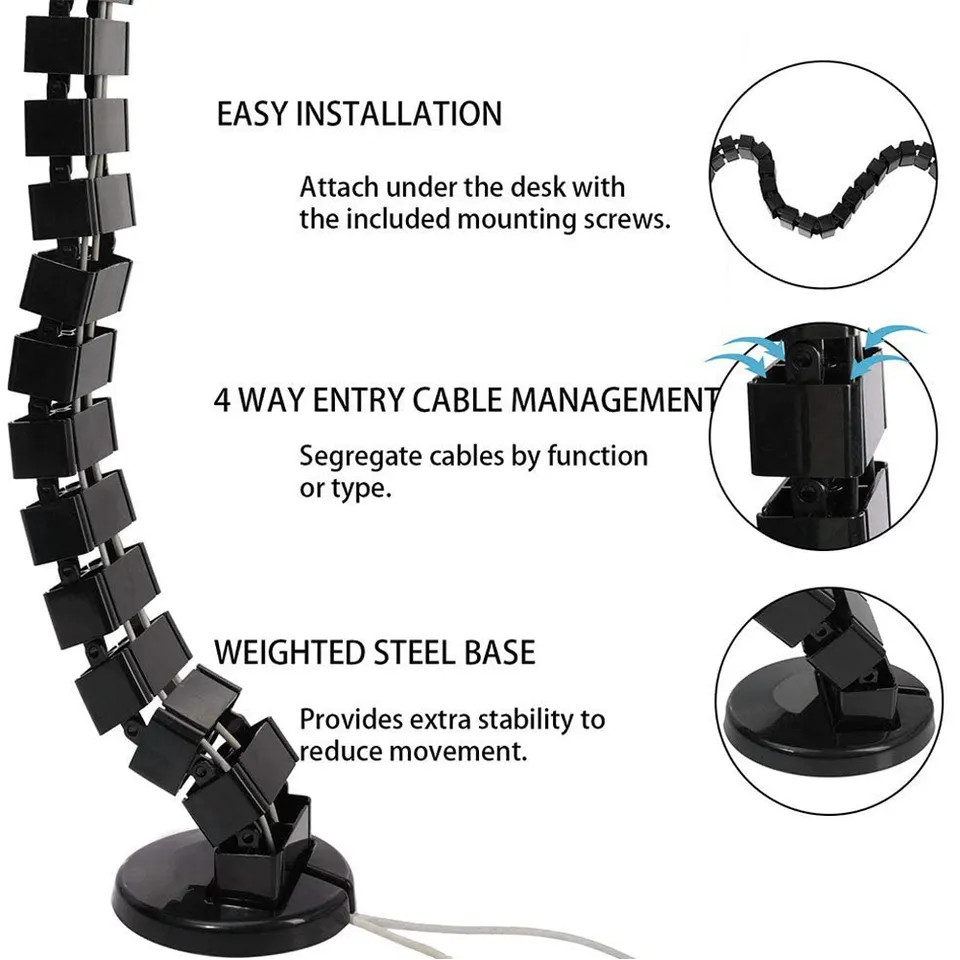Jual Cable spine 120CM Under Desk Cable Tray Wire Management Workstation Snake Cable Organizer ...