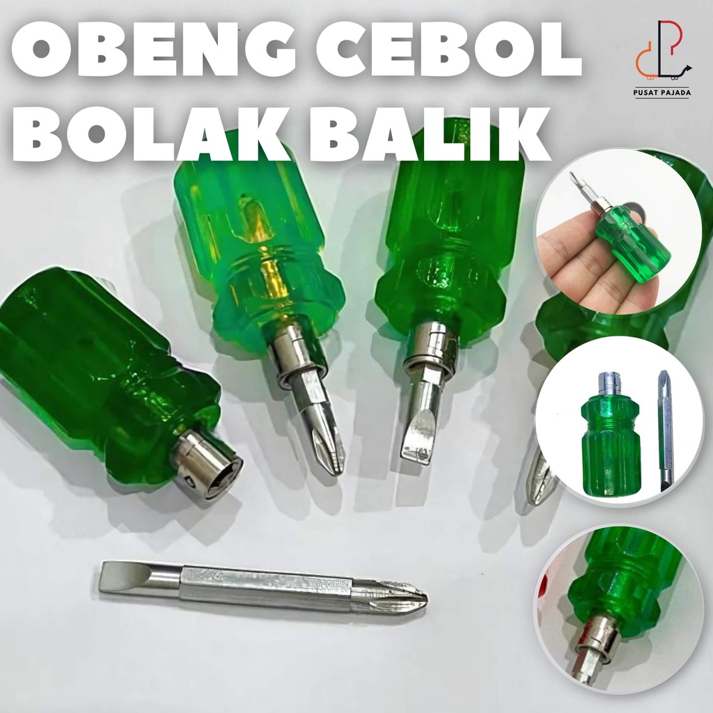 Jual Obeng Cebol Bolak Balik Mini Pendek Transparan 2in1 2 Way Obeng BB ...