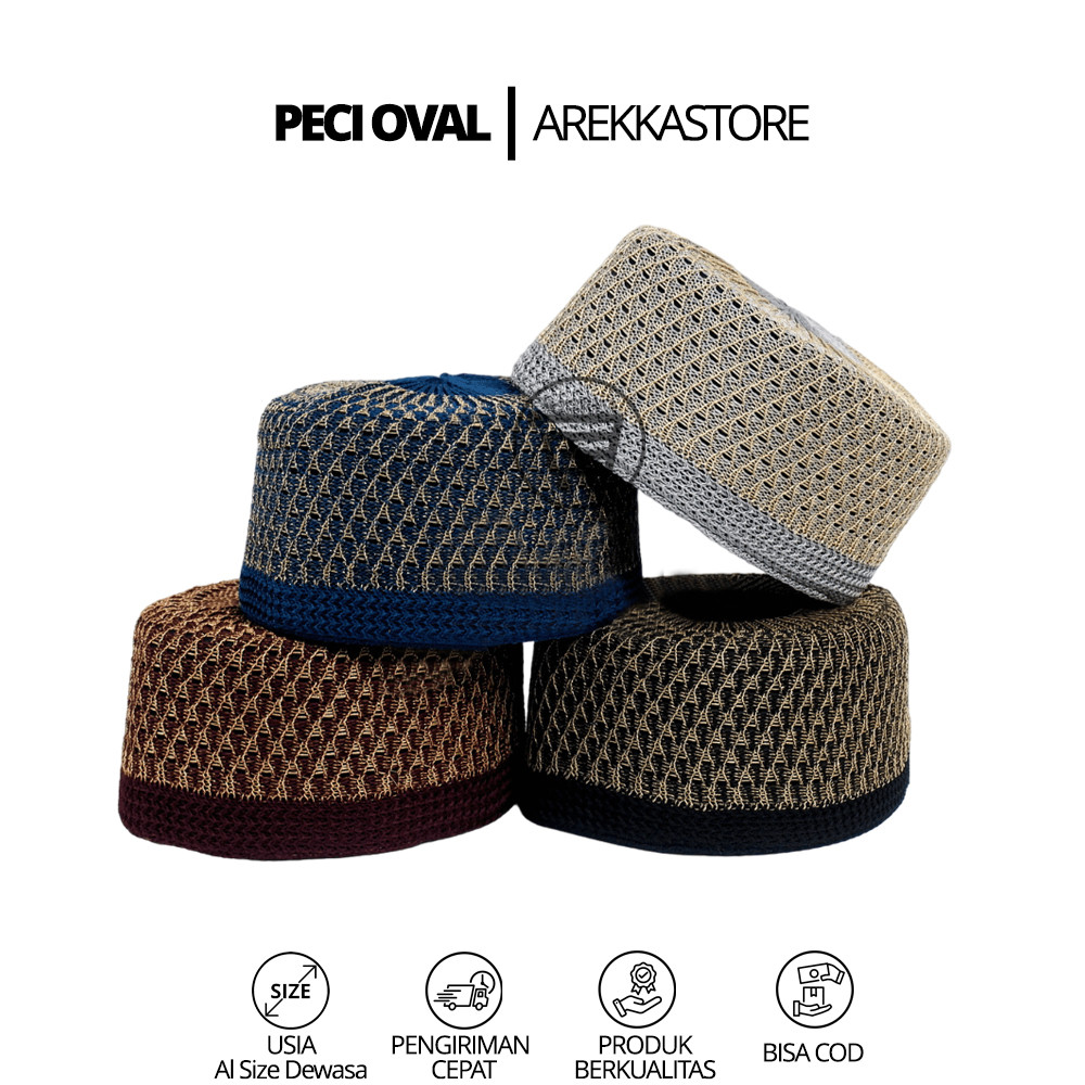 Jual Kopiah Muslim Peci Songkok Rajut Oval Ukuran Dewasa Polos | Shopee ...