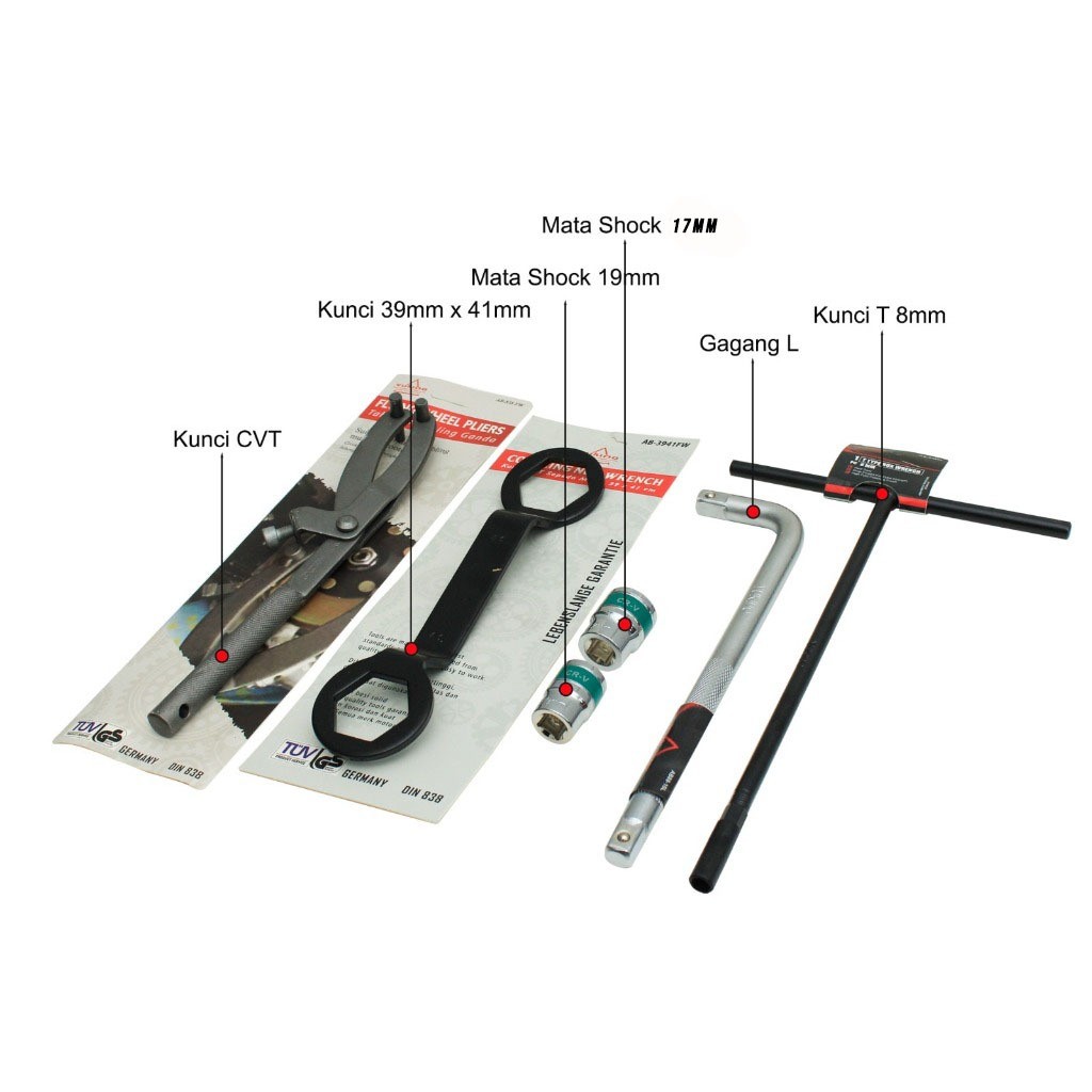Jual PAKET Treker CVT Universal + Kunci 39X41 MM + Kunci T 8 MM + Mata Sok 19 & 22 MM + Gagang L ...