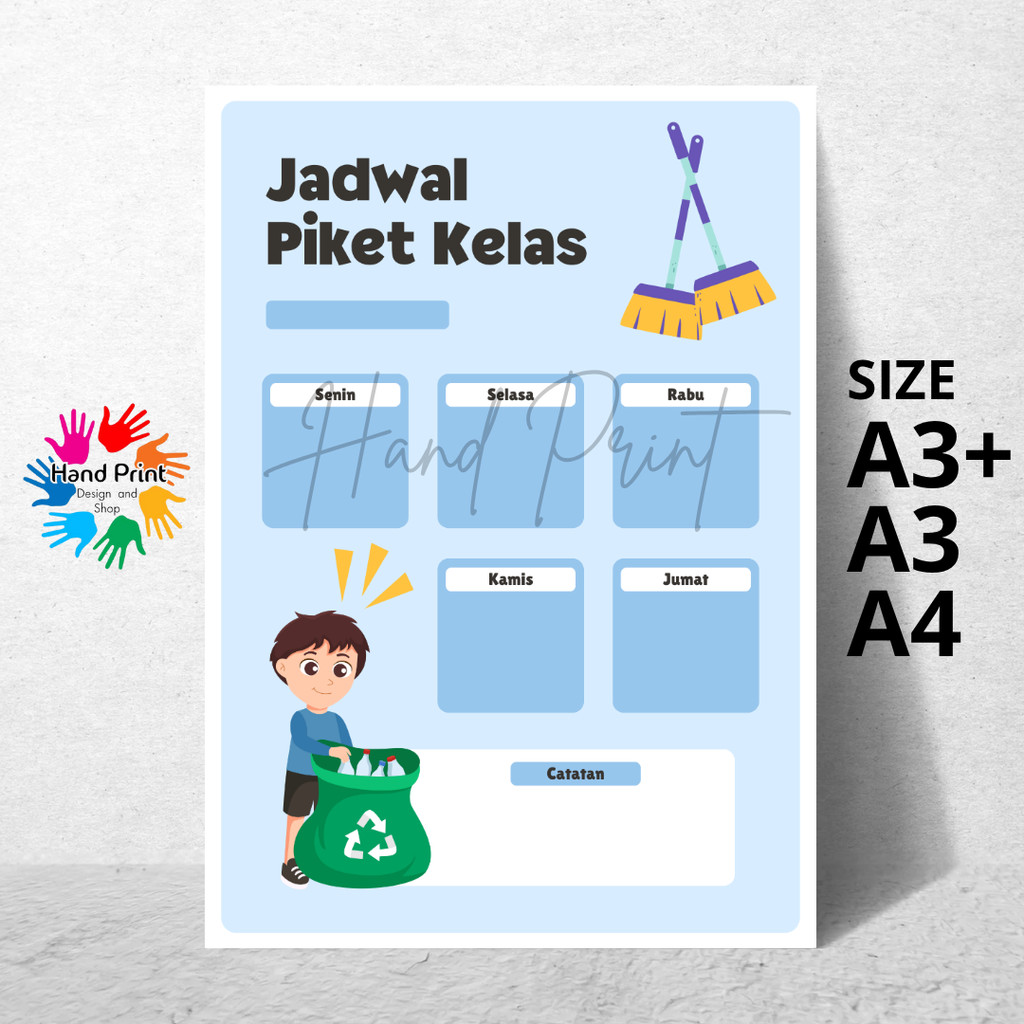 Jual Cetak Poster Jadwal Piket Kelas Warna Biru Size A3+ | Shopee Indonesia