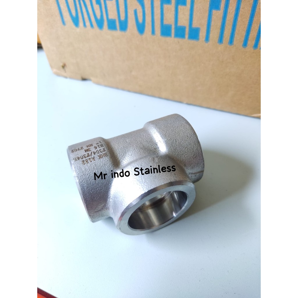 Jual Tee Stainless SS304 Class 3000 SW 3/4" Inch / Tee #3000 Socket ...