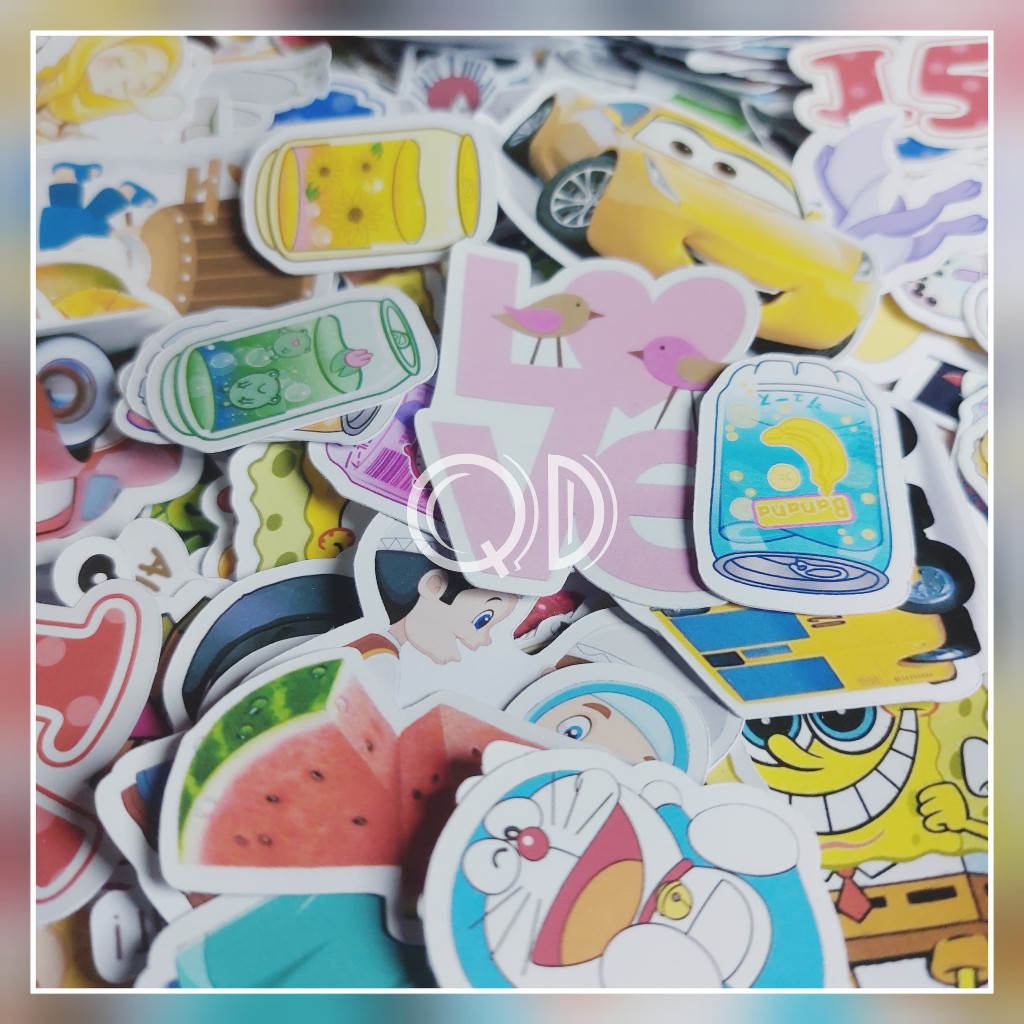 Jual Stiker Motif Random Warni Warni Glossy Wrna Terang Super Cute Isi ...