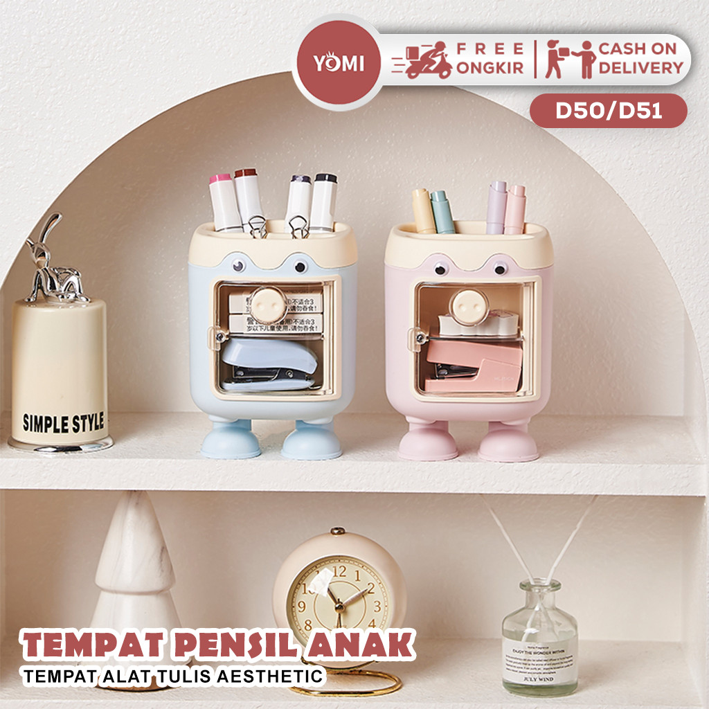 Jual YOMI Tempat pensil anak D50/D51/ Tempat Alat Tulis Aesthetic / Desk Storage Organizer ...
