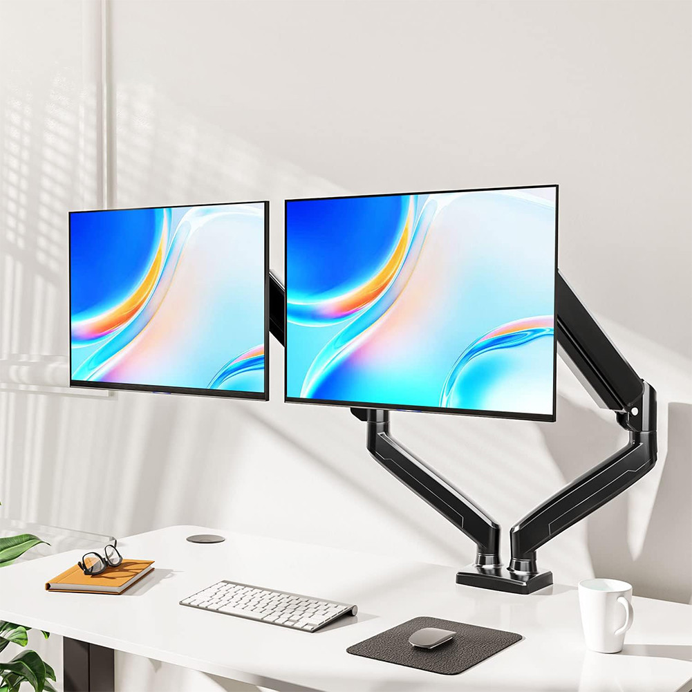 Jual Dual Monitor Stand with C Clamp Monitor Desk Mount Holds Up To 19 ...