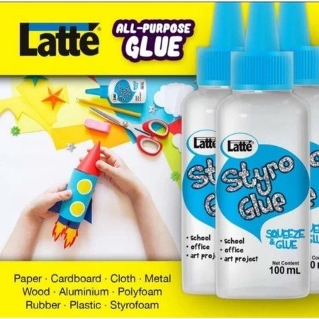 Jual latte styro glue /lem styrofoam /lem serba guna 100ML / 500ML ...