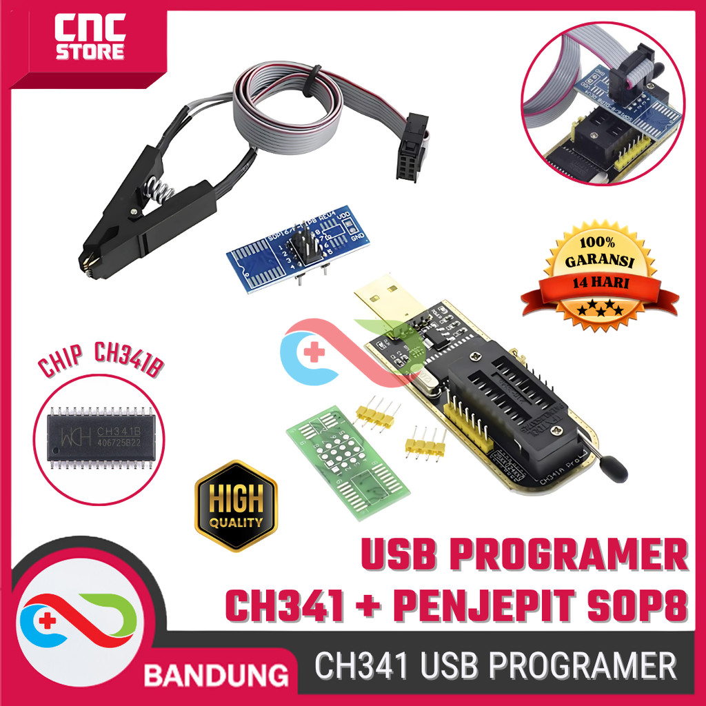 Jual USB Programmer IC EEPROM CH341A CH341B Plus Penjepit SOP8 – Flash BIOS Downloader | Shopee ...