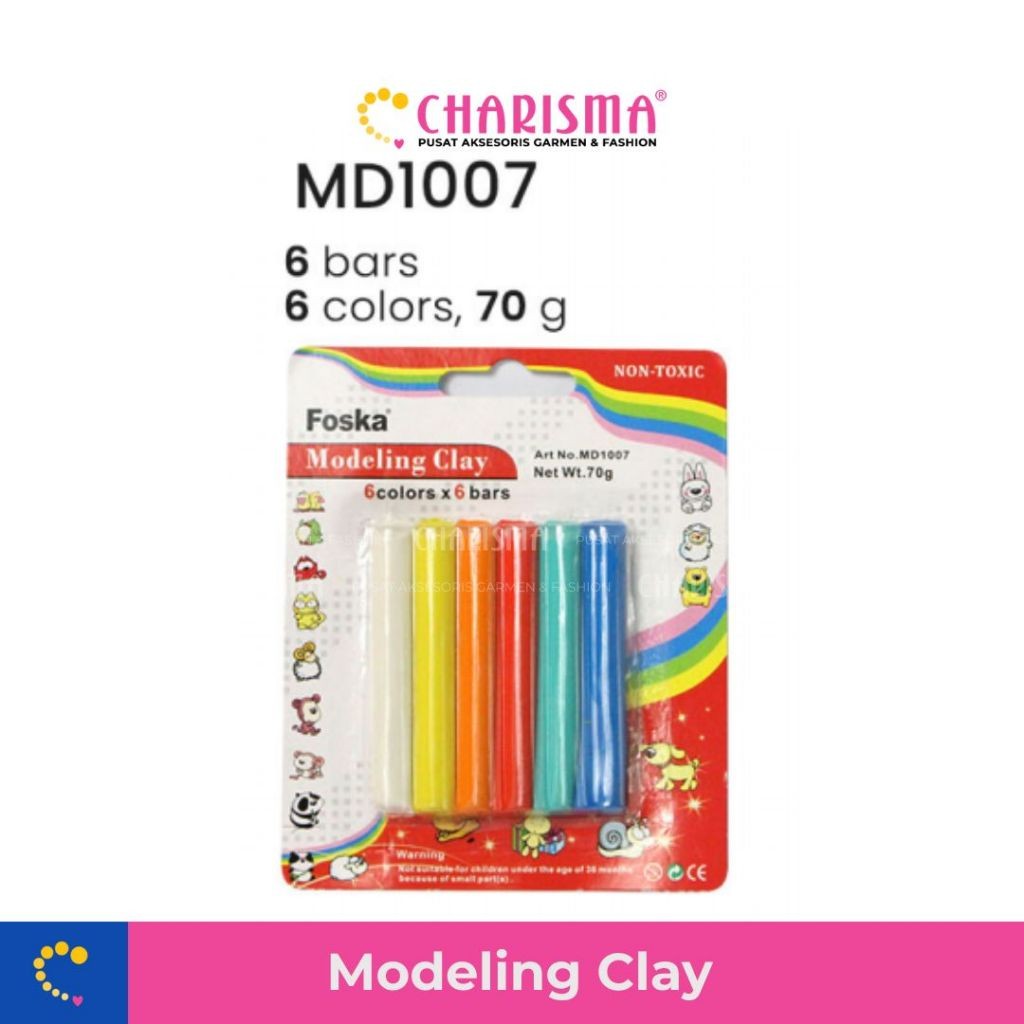 Jual Charisma Modeling Clay 6 Bars - Foska Modeling Clay 6 Bars x 6 ...