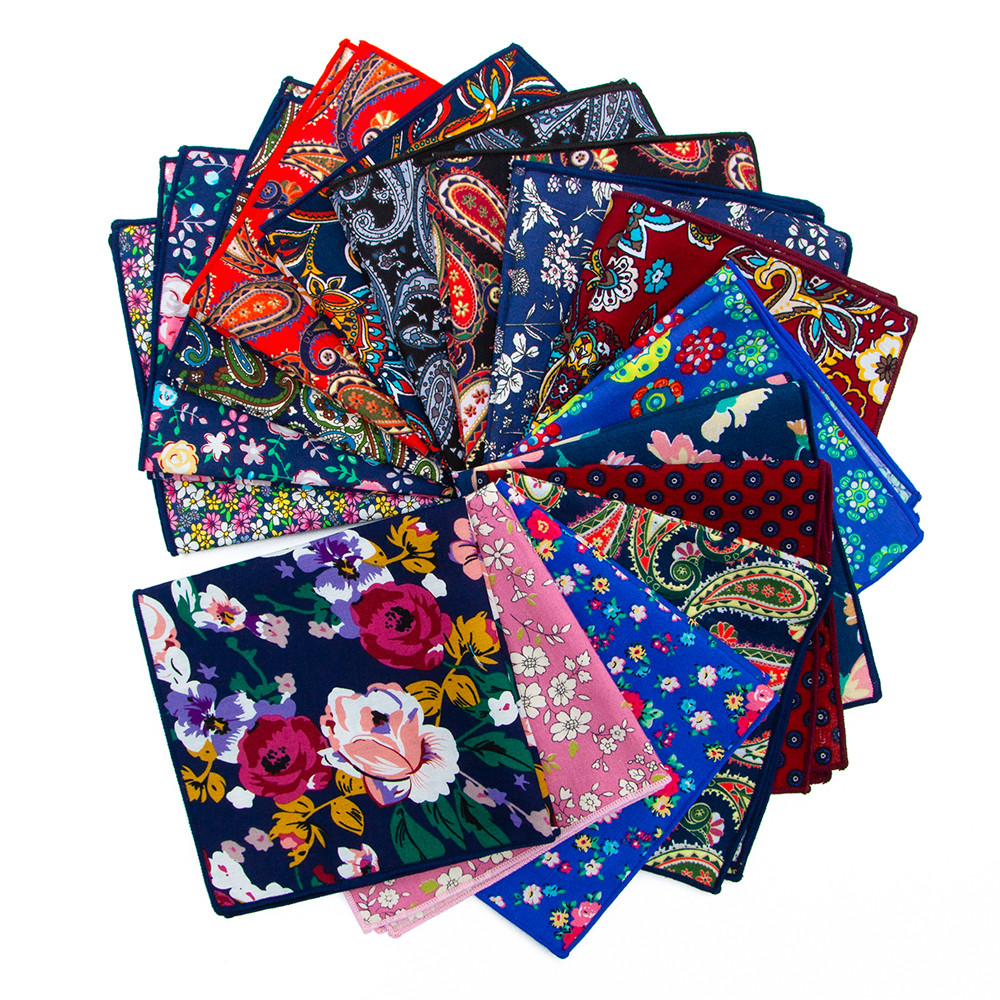 Jual Cotton Handkerchief New 25x25cm Printing Flower Paisley Pocket ...