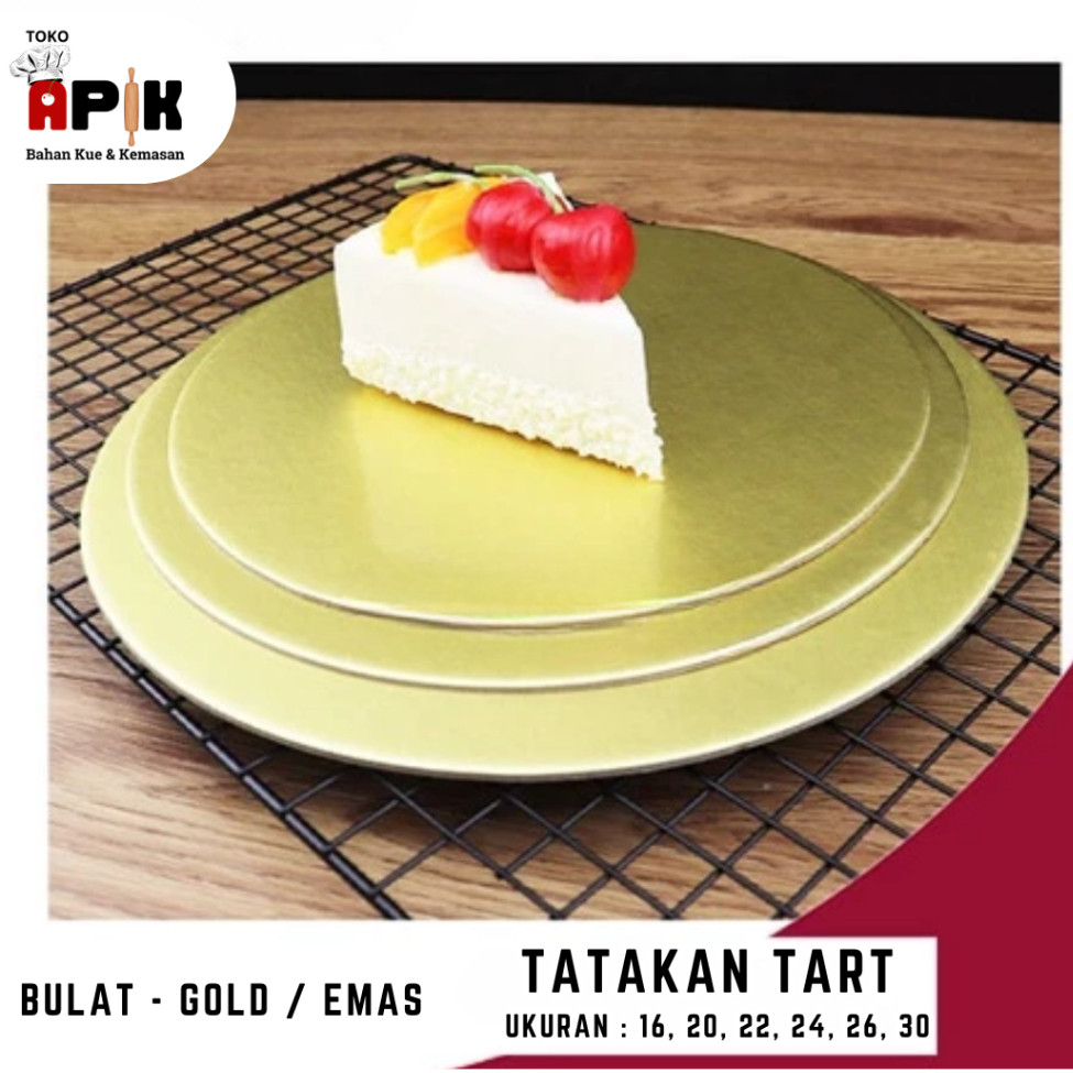 Jual TATAKAN ALAS KUE EMAS POLOS / CAKEBOARD GOLD / CAKE BASE BULAT ...
