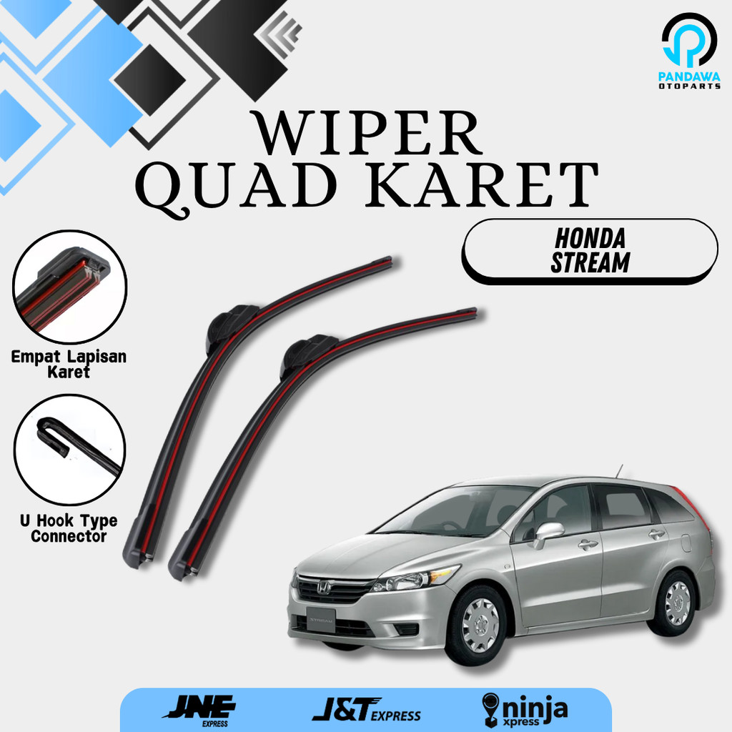 Jual Wiper Honda Stream Wiper Depan Frameless 4 Lapis Karet / Wiper ...