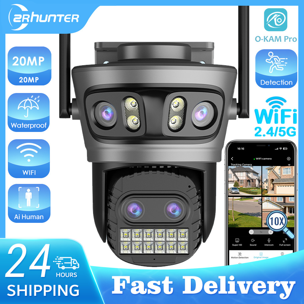Jual 20MP Outdoors Wifi Camera 10K HD Three Lens Security 5G PTZ IP ...