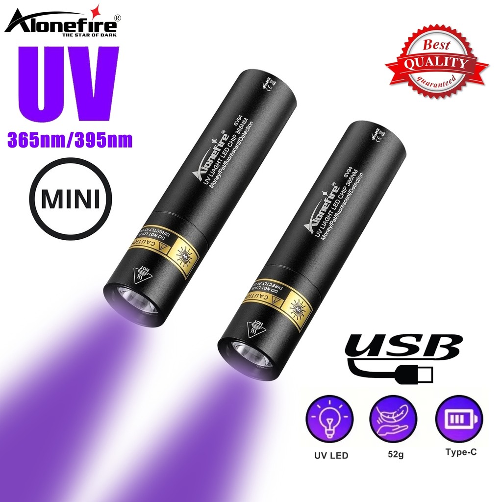 Jual Mini 365/395nm UV Flashlight USB Rechargeable Ultraviolet Torch ...