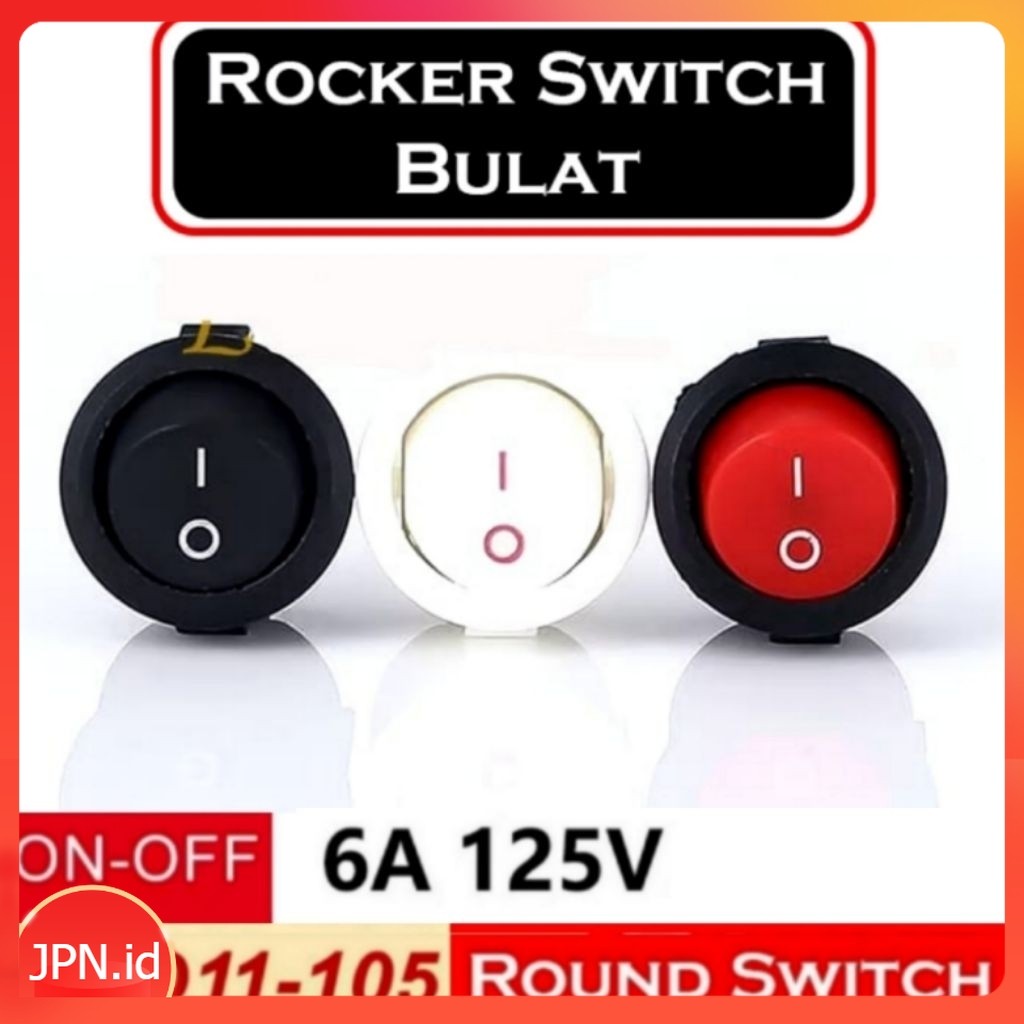 Jual Switch Rocker Saklar ON OFF 2 Pin Bulat Mini 3A 250V 6A 125V ...