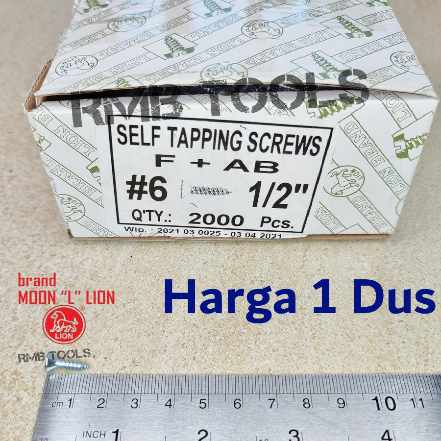Jual [1Dus] Sekrup Tapping Screw FH 6 x 1/2 Panjang 1.3cm Obeng Plus ...