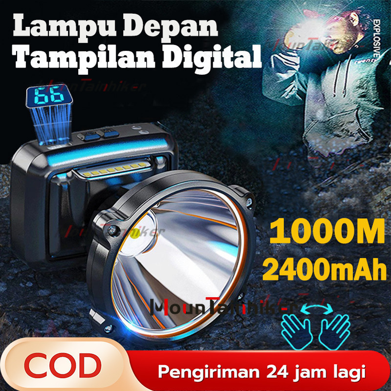 Jual Senter Kepala Level baterai layar digital 2024 terbaru LED ...
