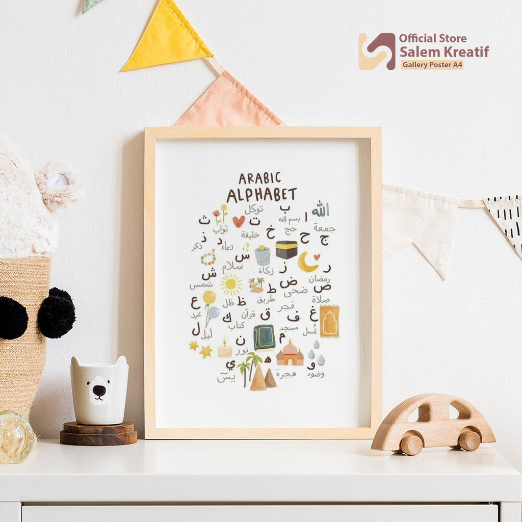 Jual Bingkai Poster A4 Edukasi Huruf Hijaiyah Arab Alphabet Islamic ...