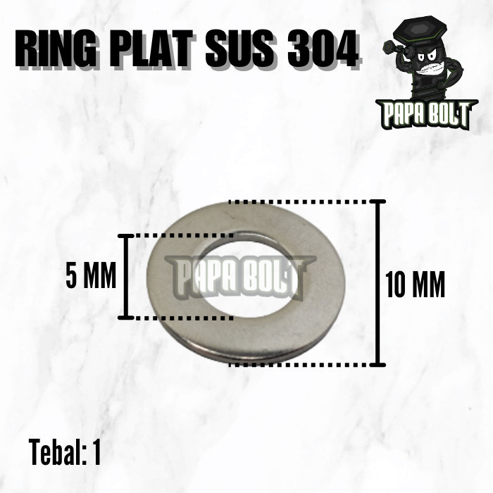 Jual Ring Plat SS304 M5 / WP Stainless Steel 304 / Washer Plate 5mm ...