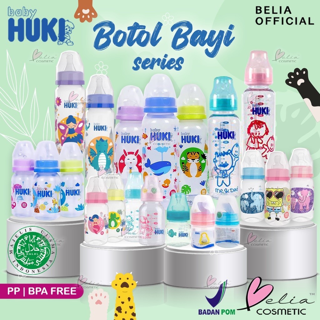 Jual BABY HUKI Baby Bottle Animal Spongebob Series 60 mL 120 mL 240 mL | botol dot minum susu ...