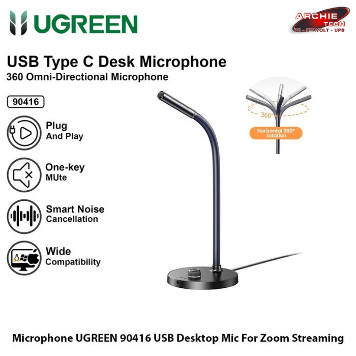 Jual Microphone UGREEN 90416 USB Desktop Mic For Zoom Streaming | Shopee Indonesia