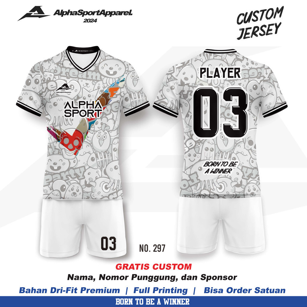 Jual Jersey Bola Futsal Voli Badminton 297 Checkmark Doodle Gratis ...