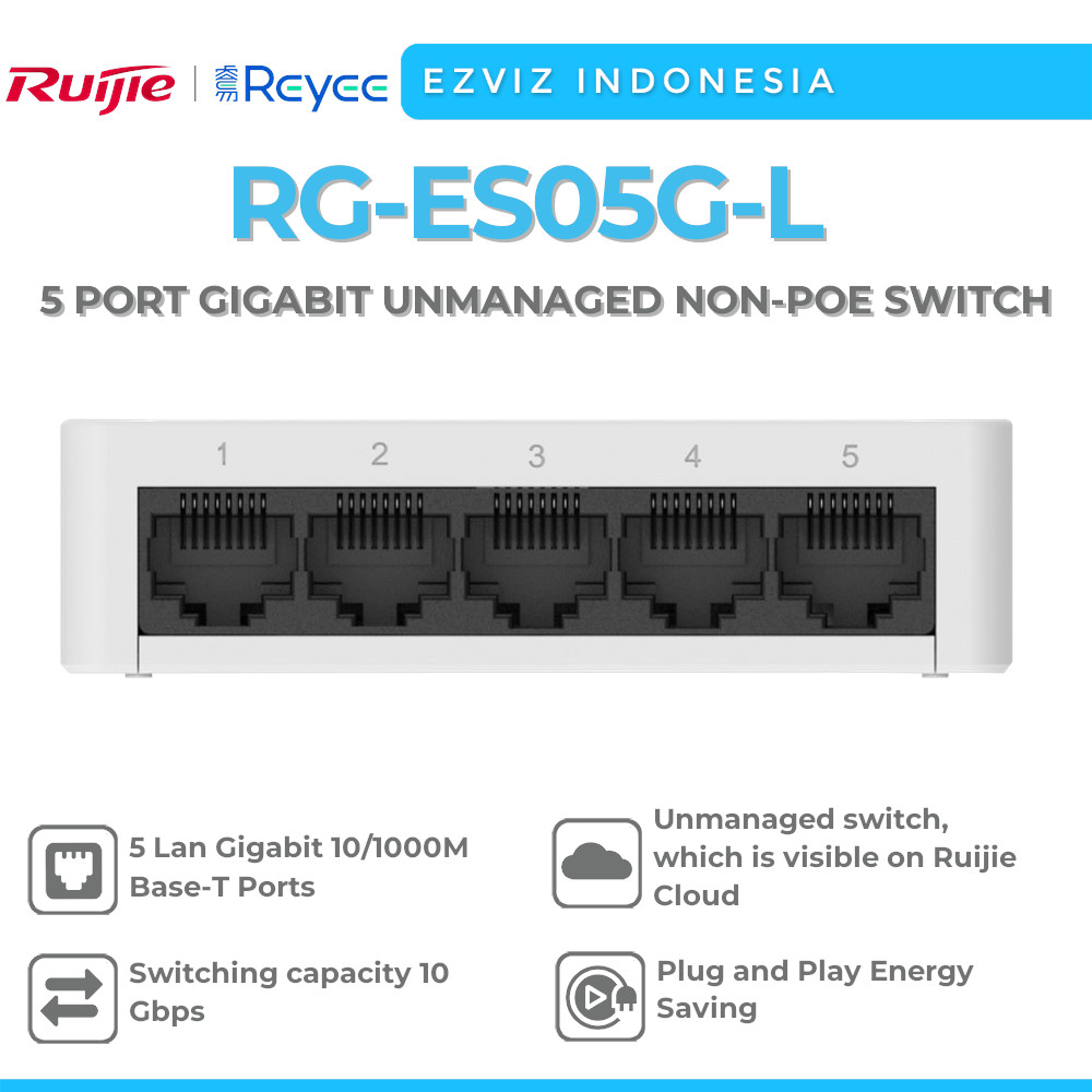 Jual RUIJIE REYEE RG-ES05G-L 5 PORT GIGABIT 10/100/1000 MBPS UNMANAGED ...