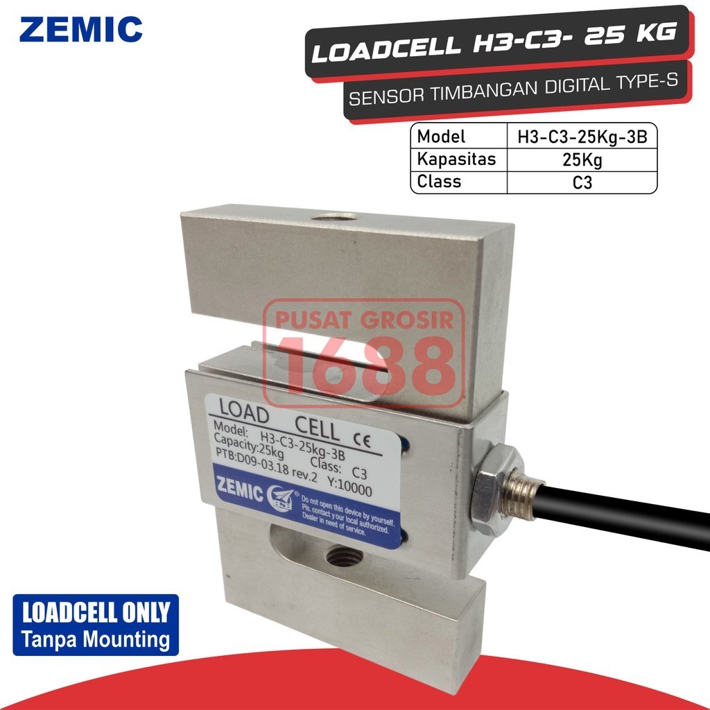 Jual Load Cell H3 C3 25kg Tipe S Loadcell Sensor Berat Timbangan ...