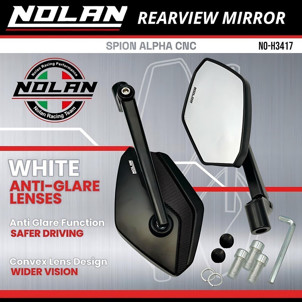 Jual Spion NOLAN ALPHA BLACK FULL Aluminium CNC Universal | Shopee ...