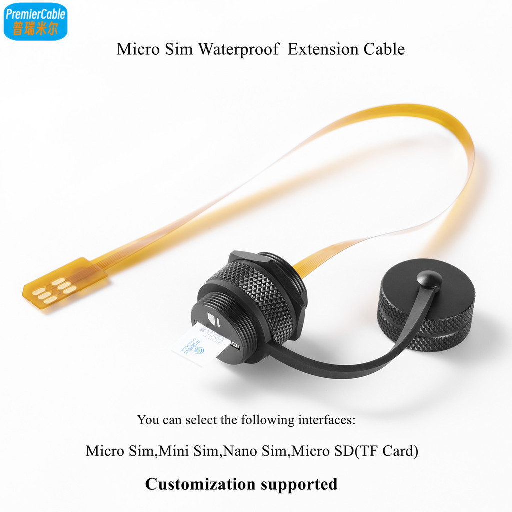 Jual Waterproof micro SIM extension cable IP67 Micro sim Panel Mount ...