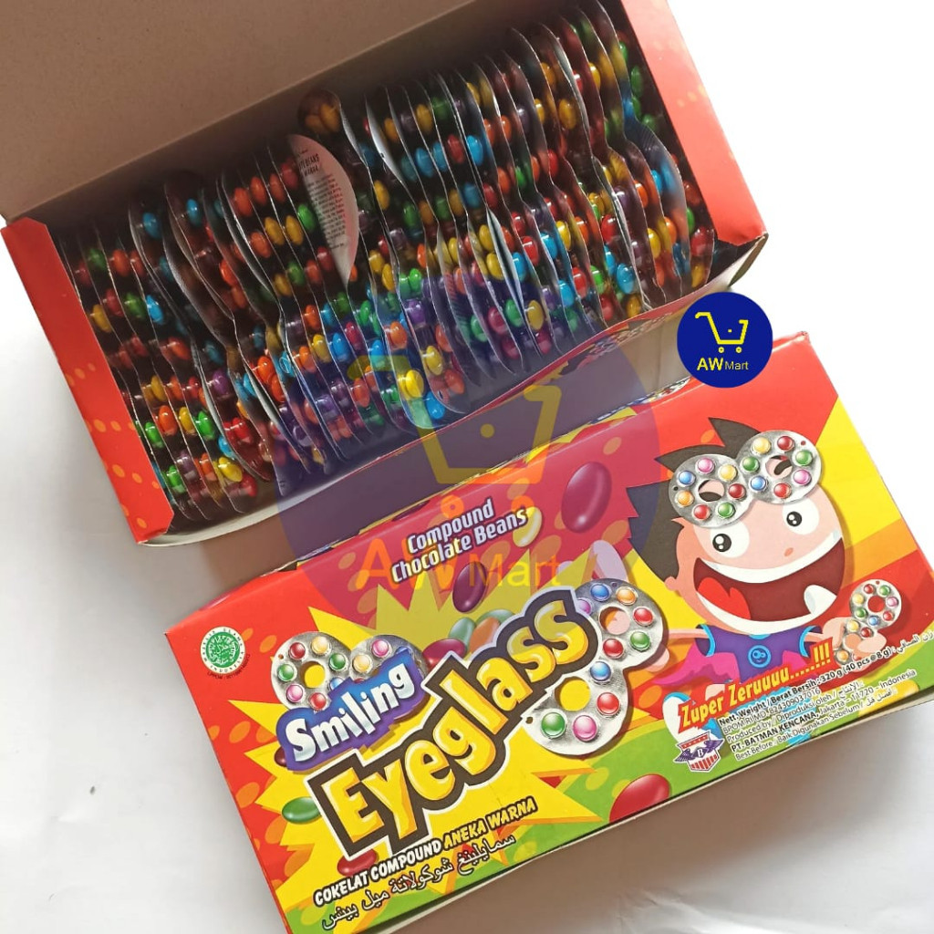 Jual PERMEN COKELAT SMILING KACAMATA EYEGLASS BOX 320 GRAM ( 40PCS X ...