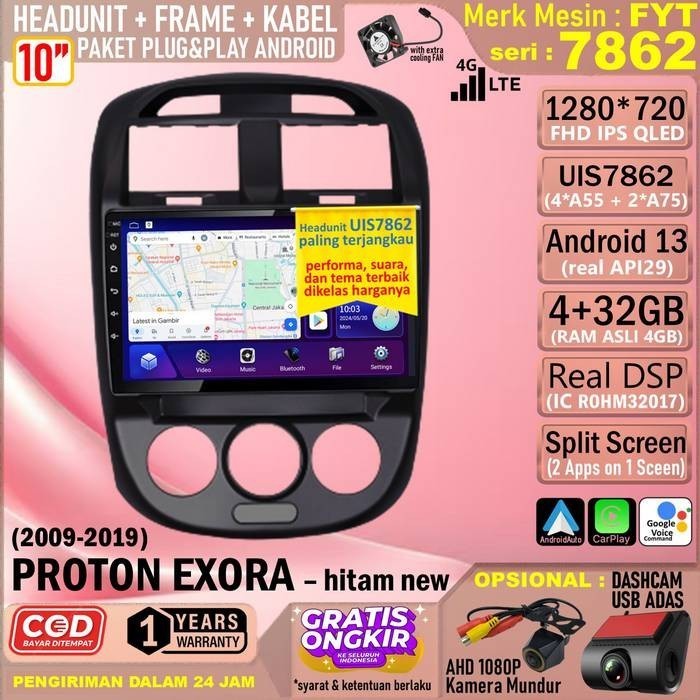 Jual Paket Headunit Android 10 inch + Frame + Soket PNP Proton Exora ...