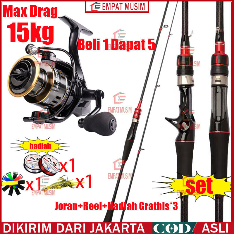 Jual Pancing Set 15 Kg/ Reel Pancing Murah Kuat Power/ 1.65M/1.8M/2.1M ...